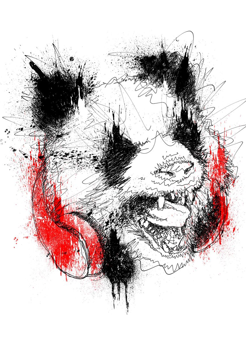 'Panda Roar Scratch' Poster, picture, metal print, paint by Quilimo ...