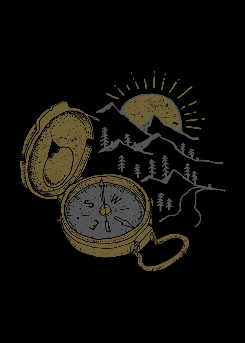 'Compass' Poster, picture, metal print, paint by Quilimo Studio | Displate