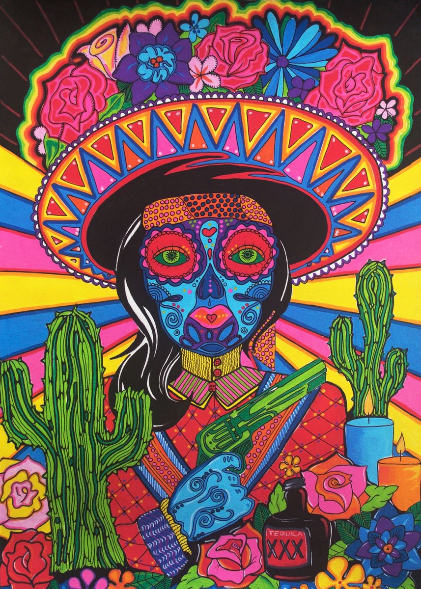 'Graphic Mexican Dama' Poster, picture, metal print, paint by Lily ...