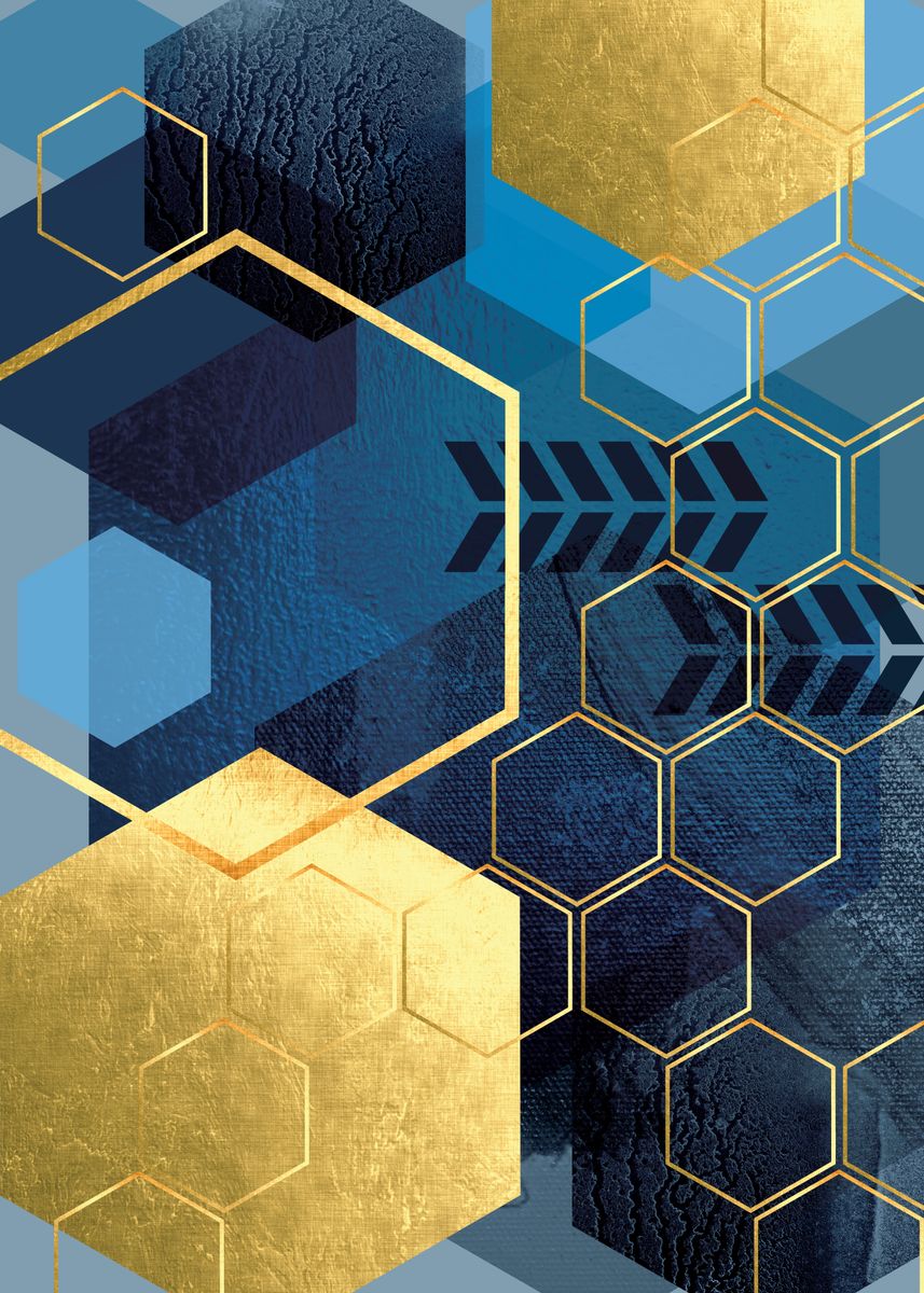 'Blue Geo Luxe' Poster, picture, metal print, paint by Urban Epiphany ...