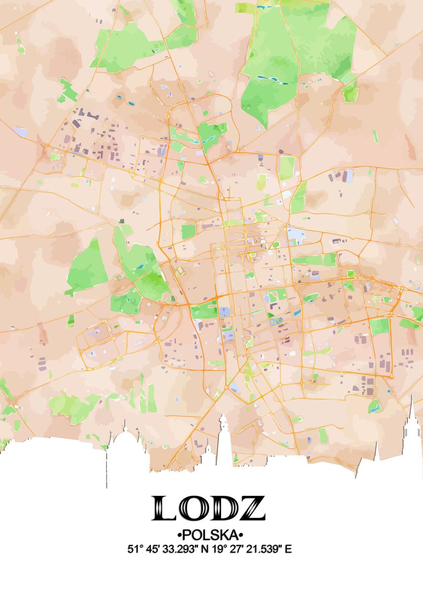 'Lodz' Poster, picture, metal print, paint by Printed Artings | Displate