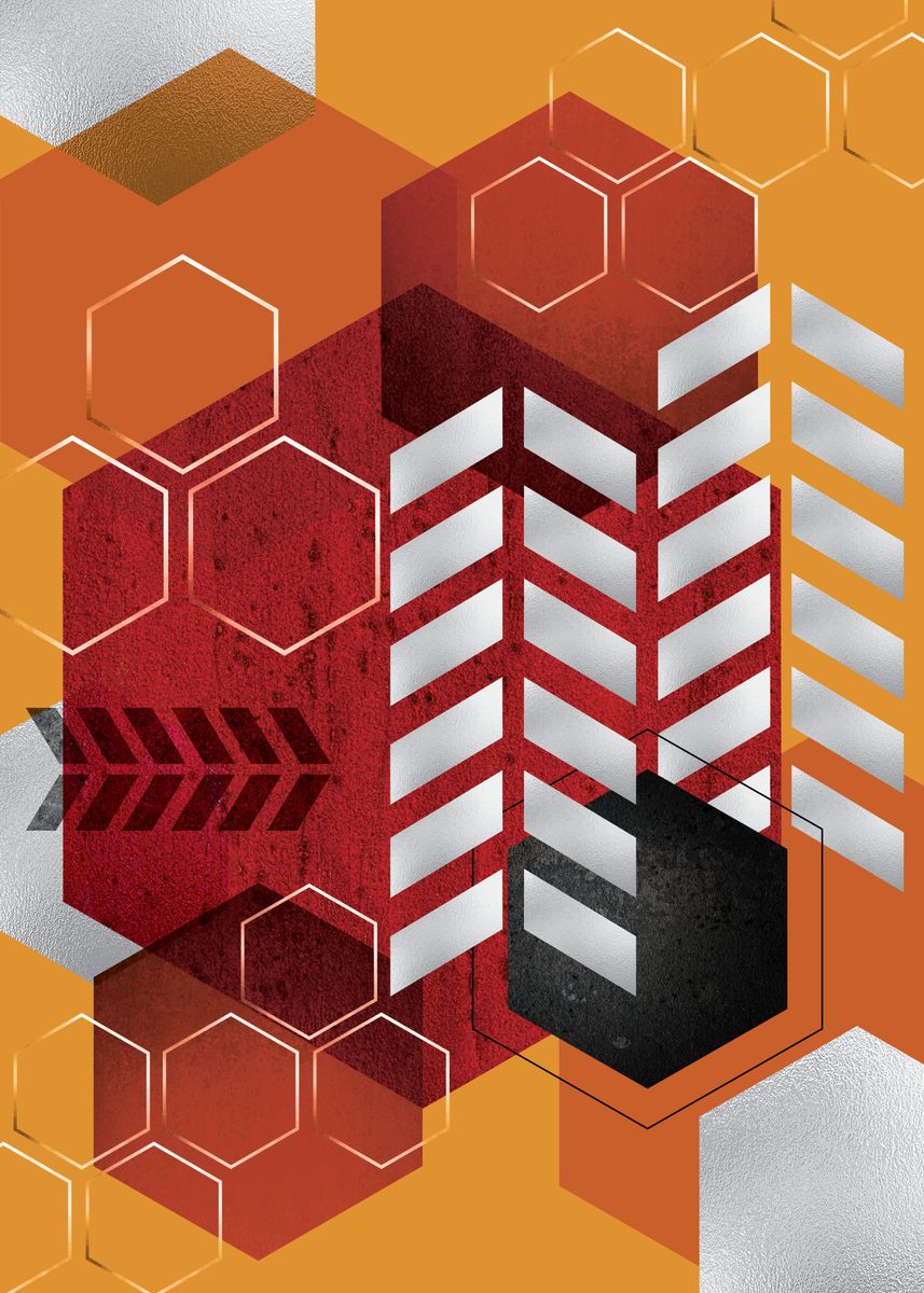 'Red Geo Luxe' Poster, picture, metal print, paint by Urban Epiphany ...