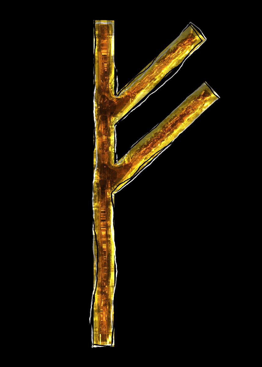 'Fehu' Poster, picture, metal print, paint by kentskyo | Displate