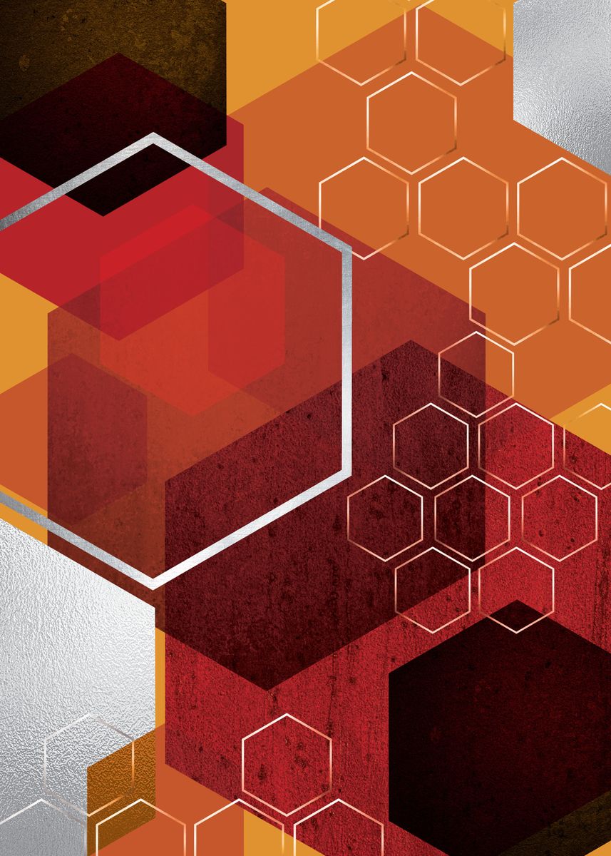 'Red Geo Luxe' Poster, picture, metal print, paint by Urban Epiphany ...