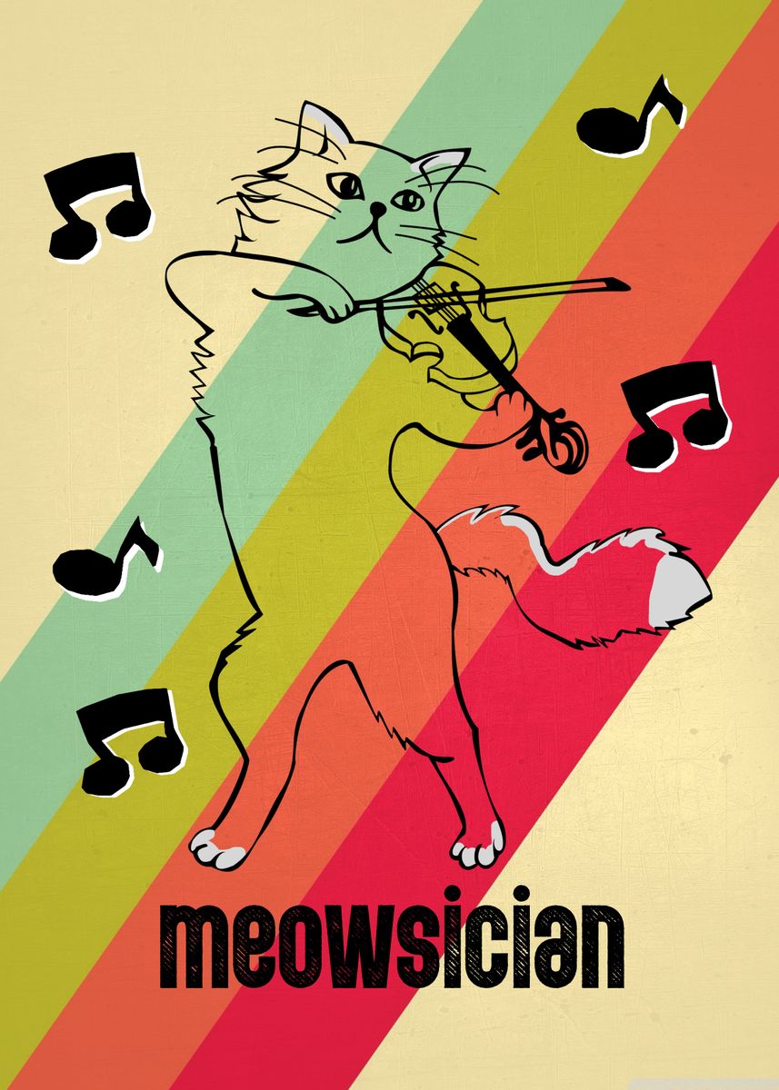 'Cat Fiddler Funny ' Poster by Atomic Chinook | Displate