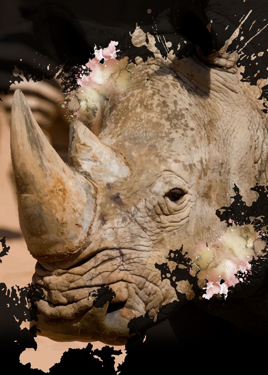 'a Splash of Rhino' Poster, picture, metal print, paint by Identity ...