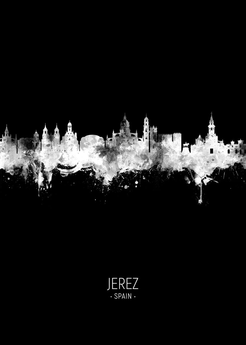 'Jerez Spain Skyline' Poster, picture, metal print, paint by Michael ...