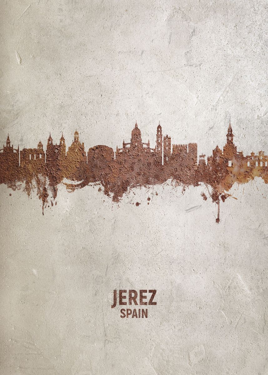 'Jerez Spain Skyline' Poster, picture, metal print, paint by Michael ...