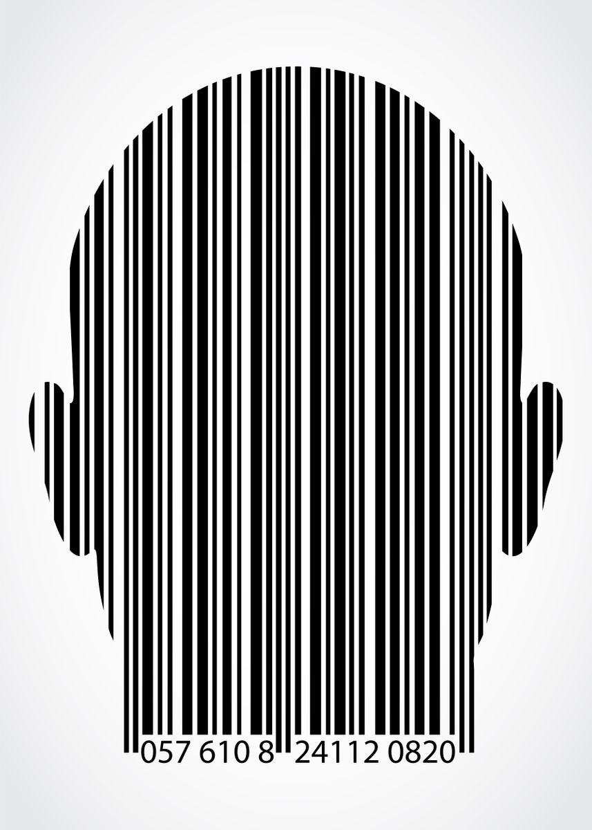 'barcode human head' Poster by Zsolt Schreiner | Displate