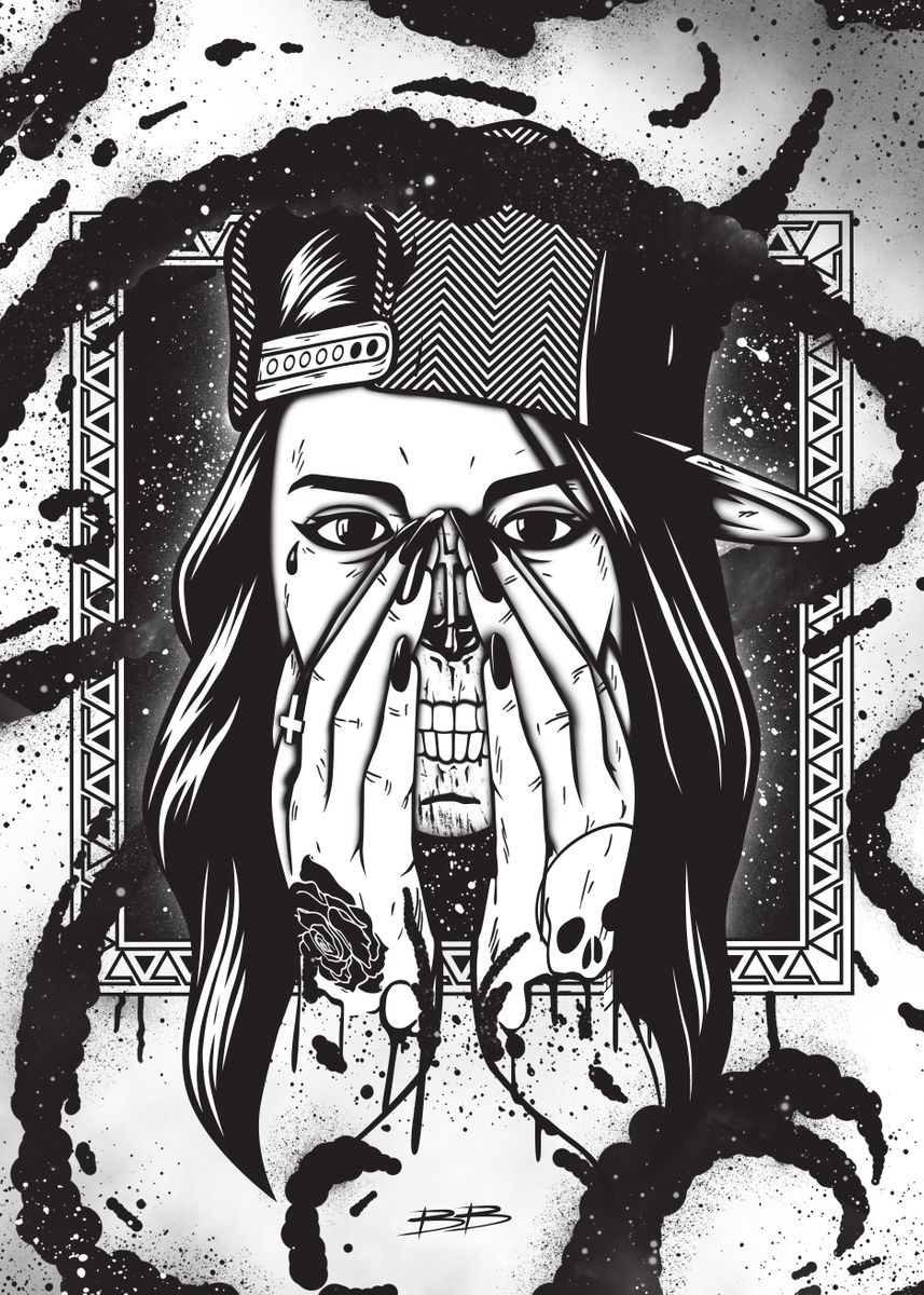 'Pretty Death' Poster, picture, metal print, paint by Bokka Boom | Displate