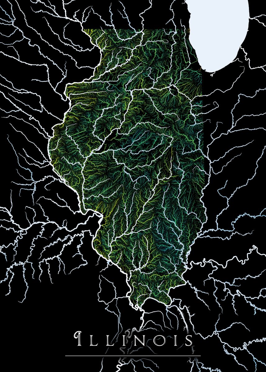'Illinois Rivers' Poster, picture, metal print, paint by Soula Studios ...