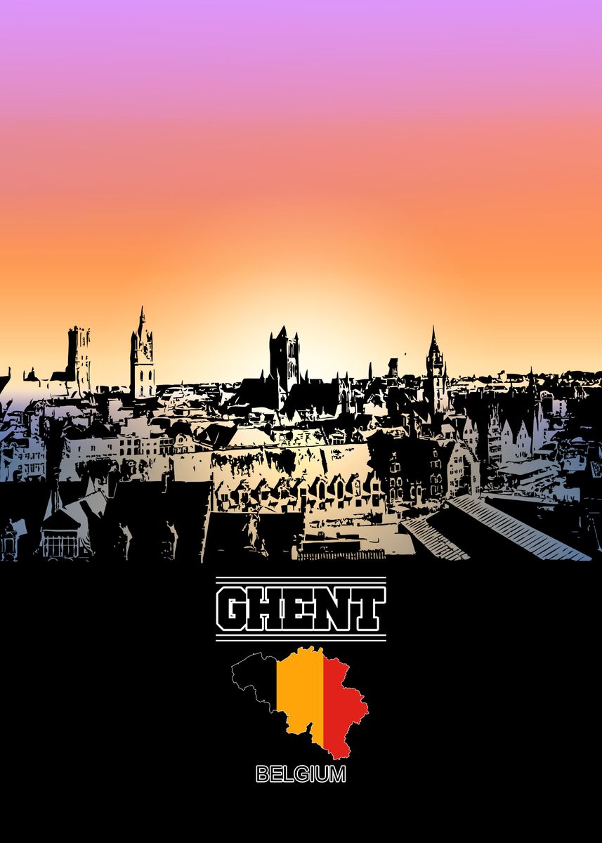'Ghent' Poster, picture, metal print, paint by Printed Artings | Displate