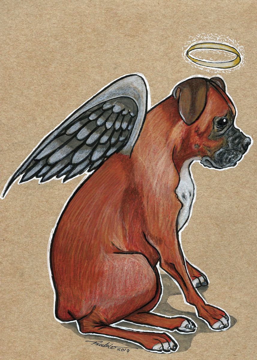 'Boxer angel' Poster, picture, metal print, paint by Fa Rubio | Displate
