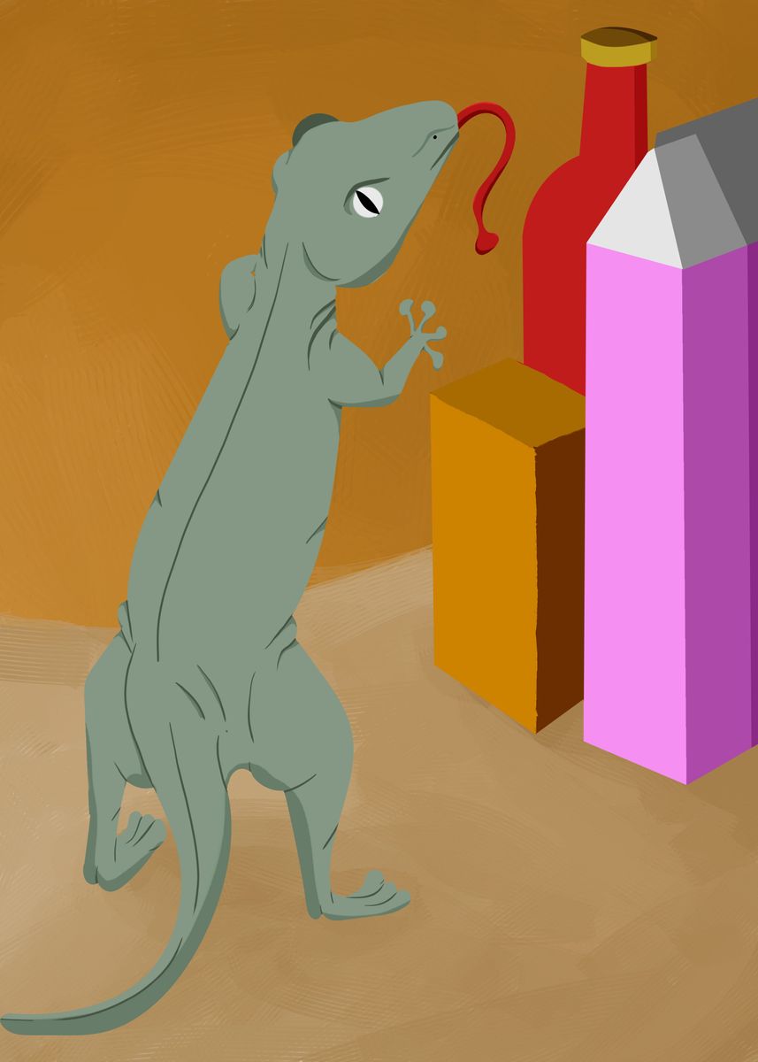 'Lizardzilla' Poster, picture, metal print, paint by SidO | Displate