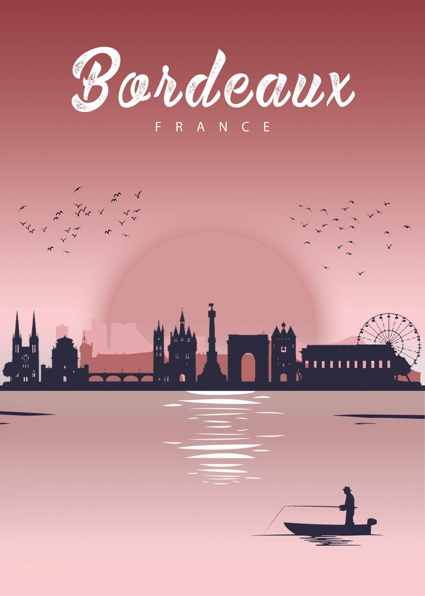 'Bordeaux skyline' Poster, picture, metal print, paint by Jack | Displate
