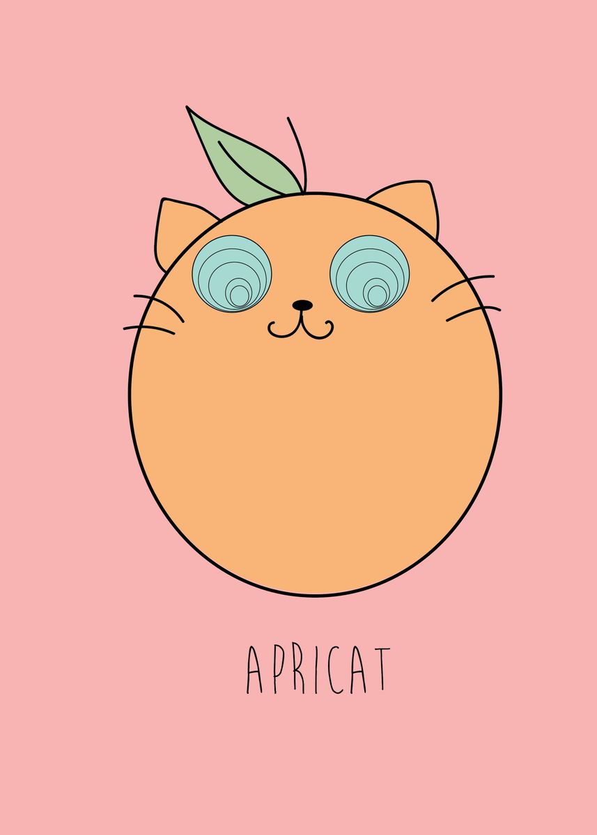 'APRICAT' Poster, picture, metal print, paint by Erica Rivera | Displate
