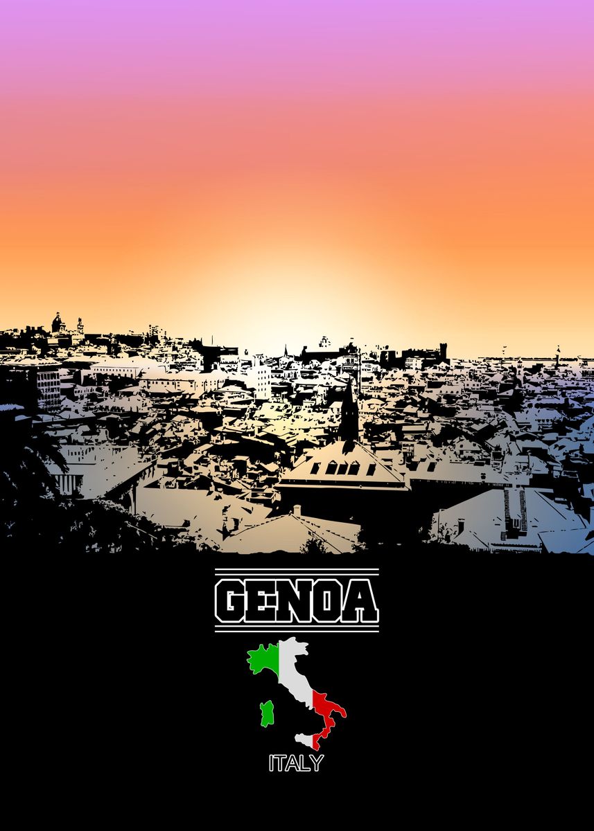 'Genua' Poster, picture, metal print, paint by Printed Artings | Displate