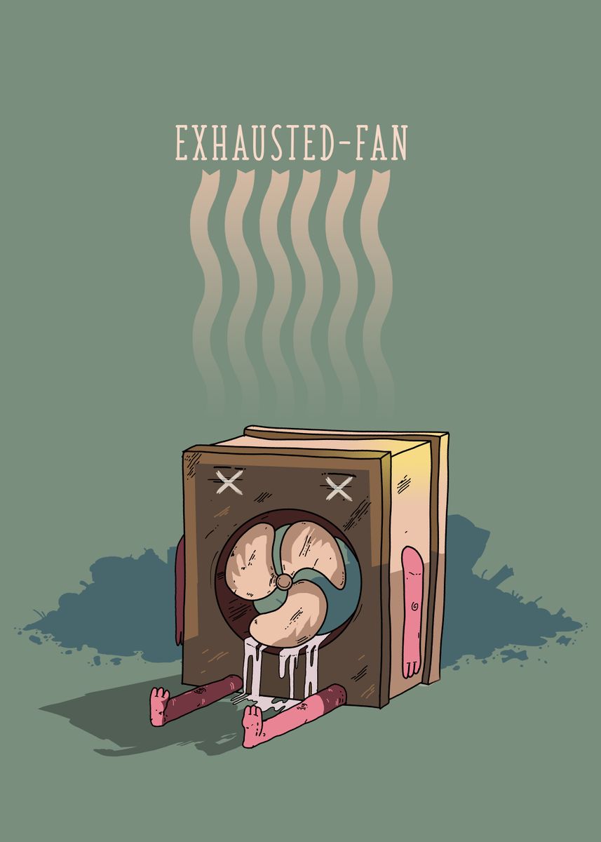 'Exhausted Fan' Poster, picture, metal print, paint by Fernando Nagayo ...