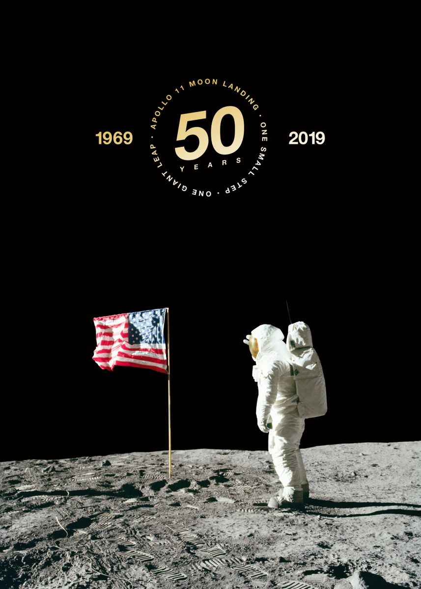 'Moon Landing 50th Flag' Poster by Vibes Union | Displate