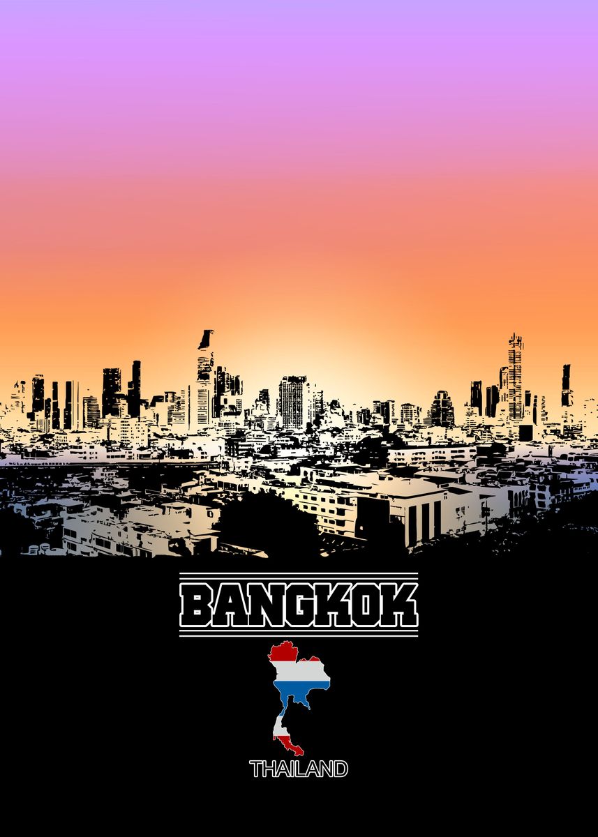 'Bangkok' Poster, picture, metal print, paint by Printed Artings | Displate