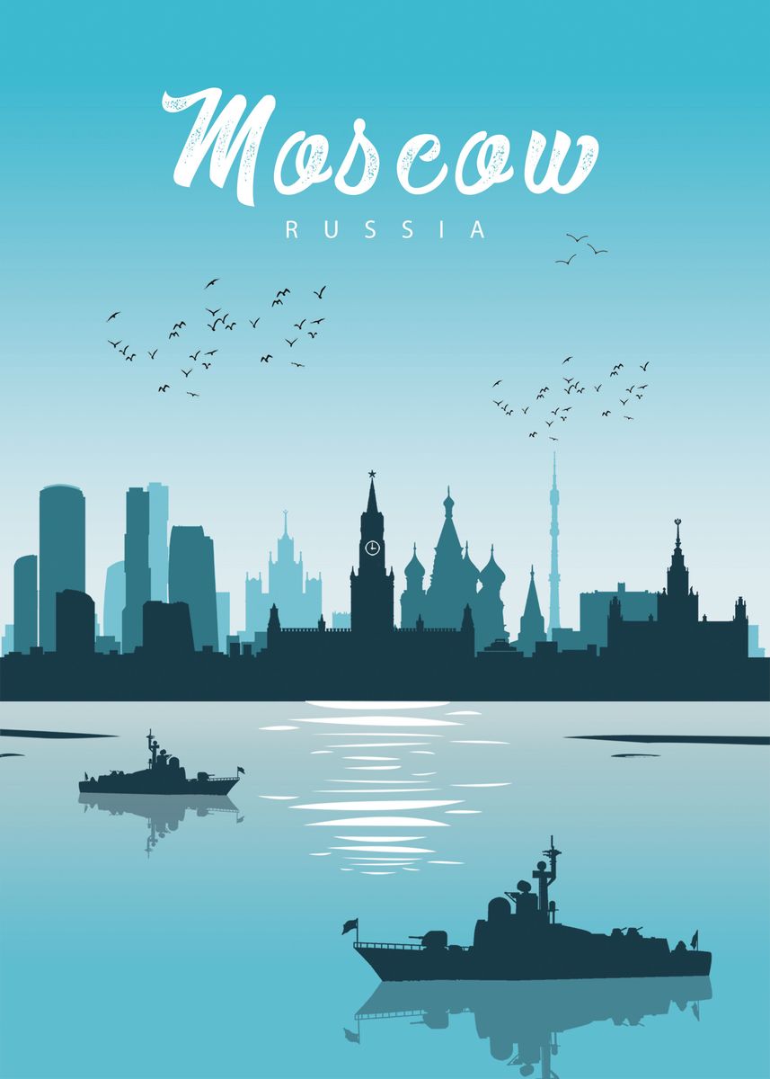 'Moscow skyline' Poster, picture, metal print, paint by Jack | Displate
