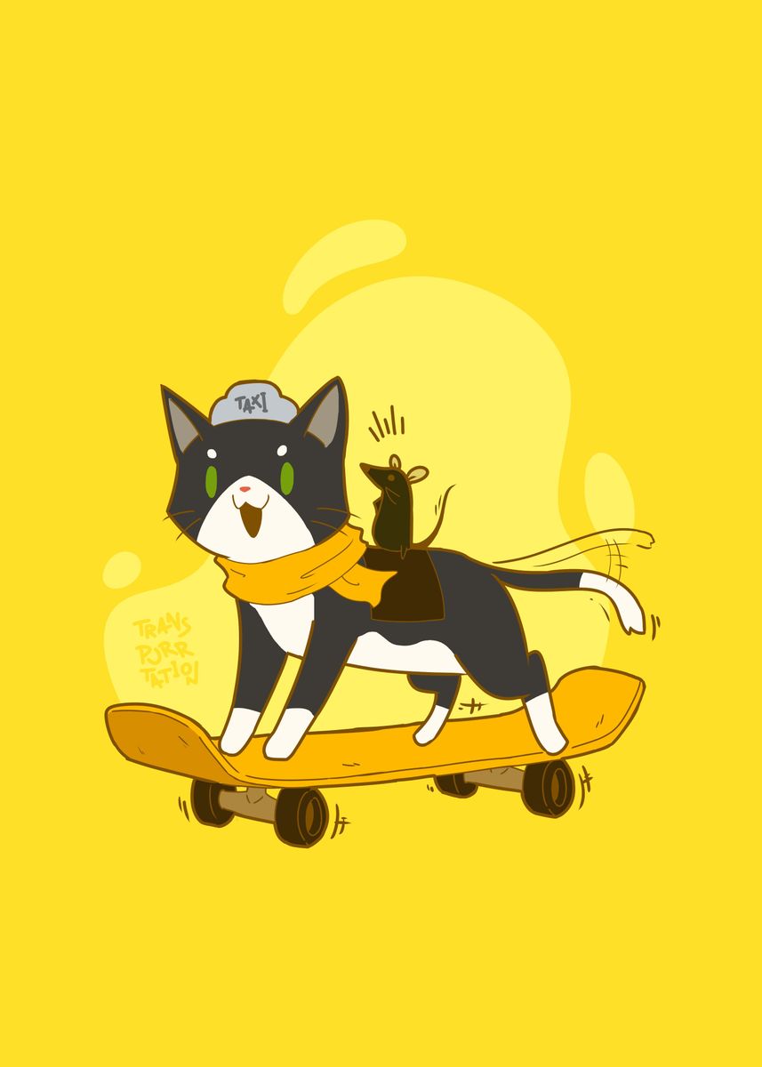 'TransPURRtation' Poster, picture, metal print, paint by Oriza Creativa | Displate