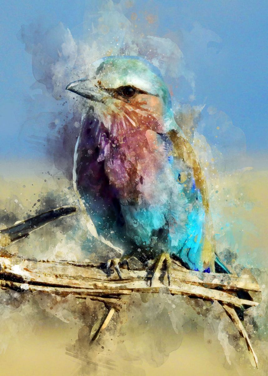 'blisfull bird' Poster, picture, metal print, paint by Sanja CM | Displate