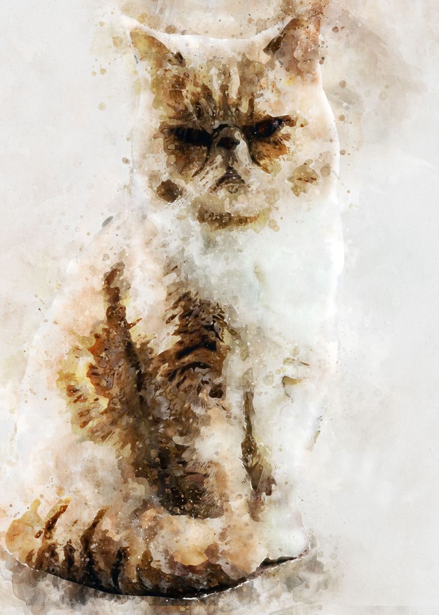 'angry cat' Poster, picture, metal print, paint by Sanja CM | Displate