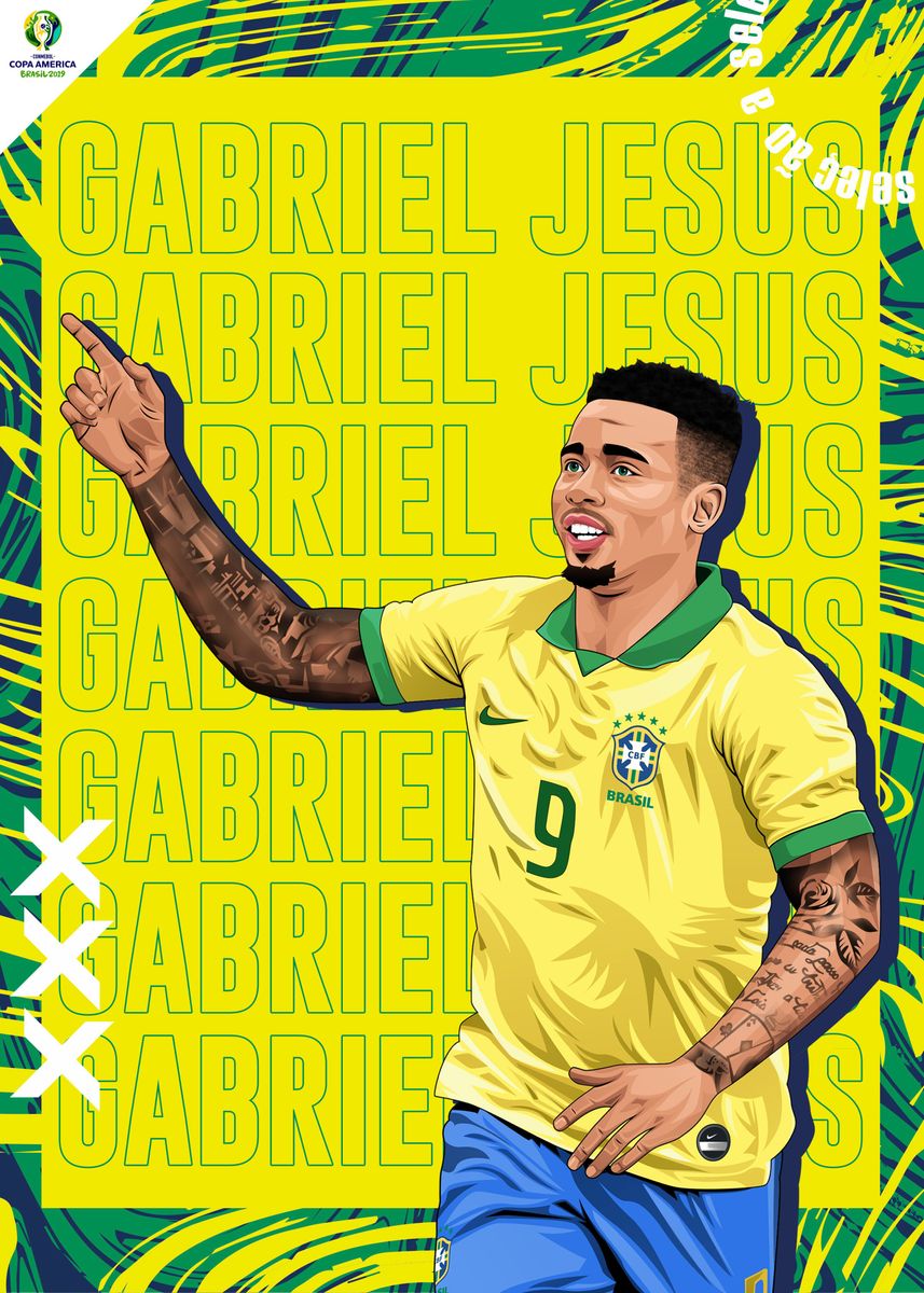 'Gabriel Jesus Vector Art' Poster, picture, metal print, paint by ...