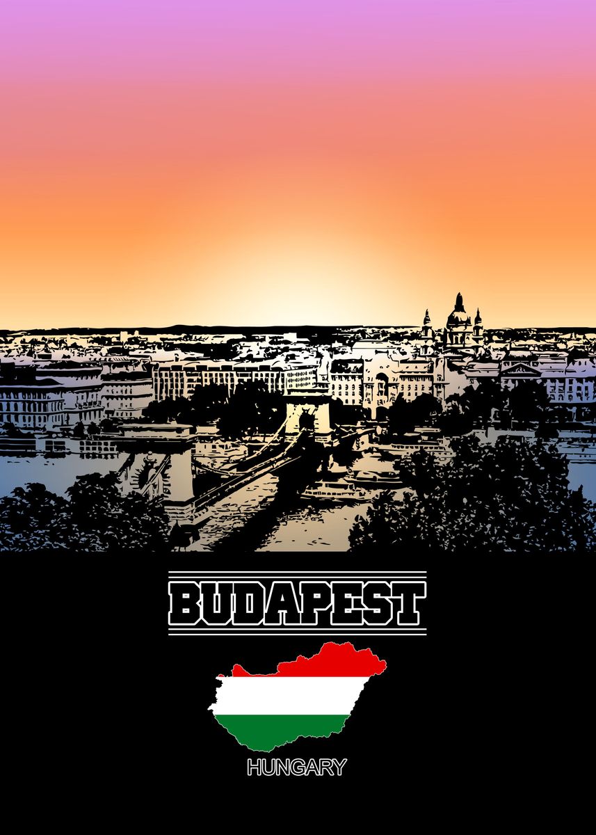 'Budapest' Poster, picture, metal print, paint by Printed Artings ...