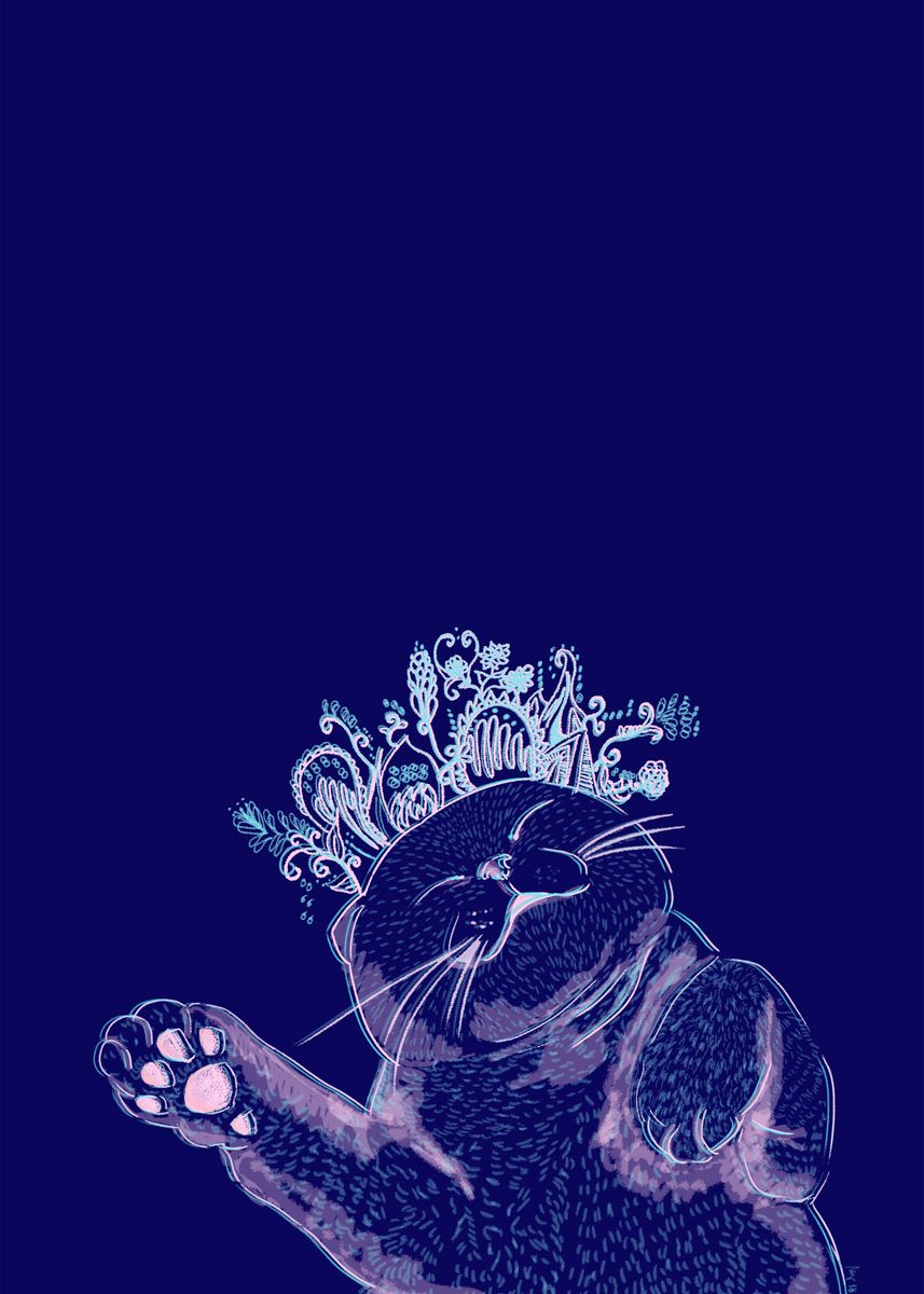 'Dream A Little Meow Blue' Poster, picture, metal print, paint by ...