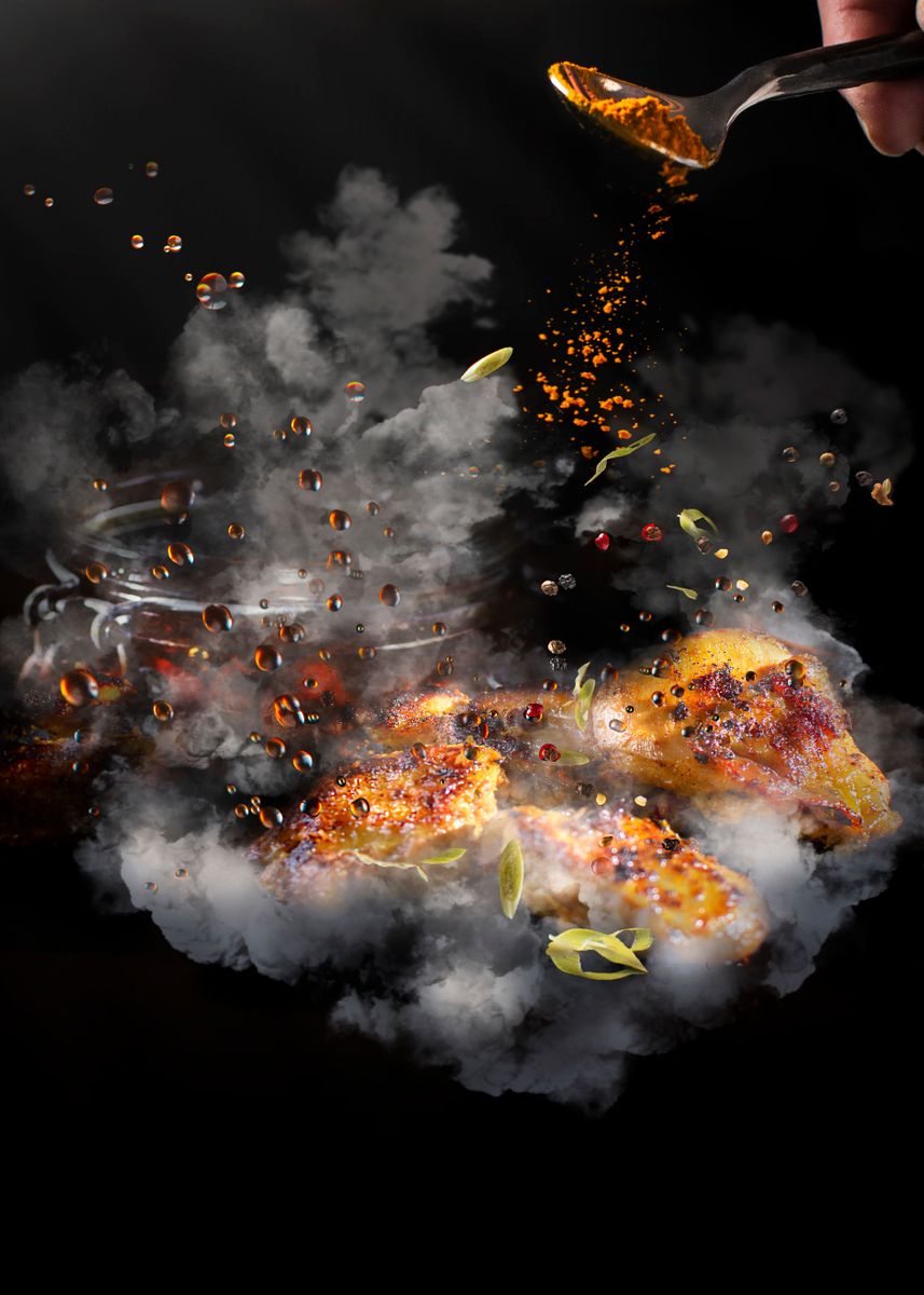 'roasting chicken food art' Poster, picture, metal print, paint by Alex ...