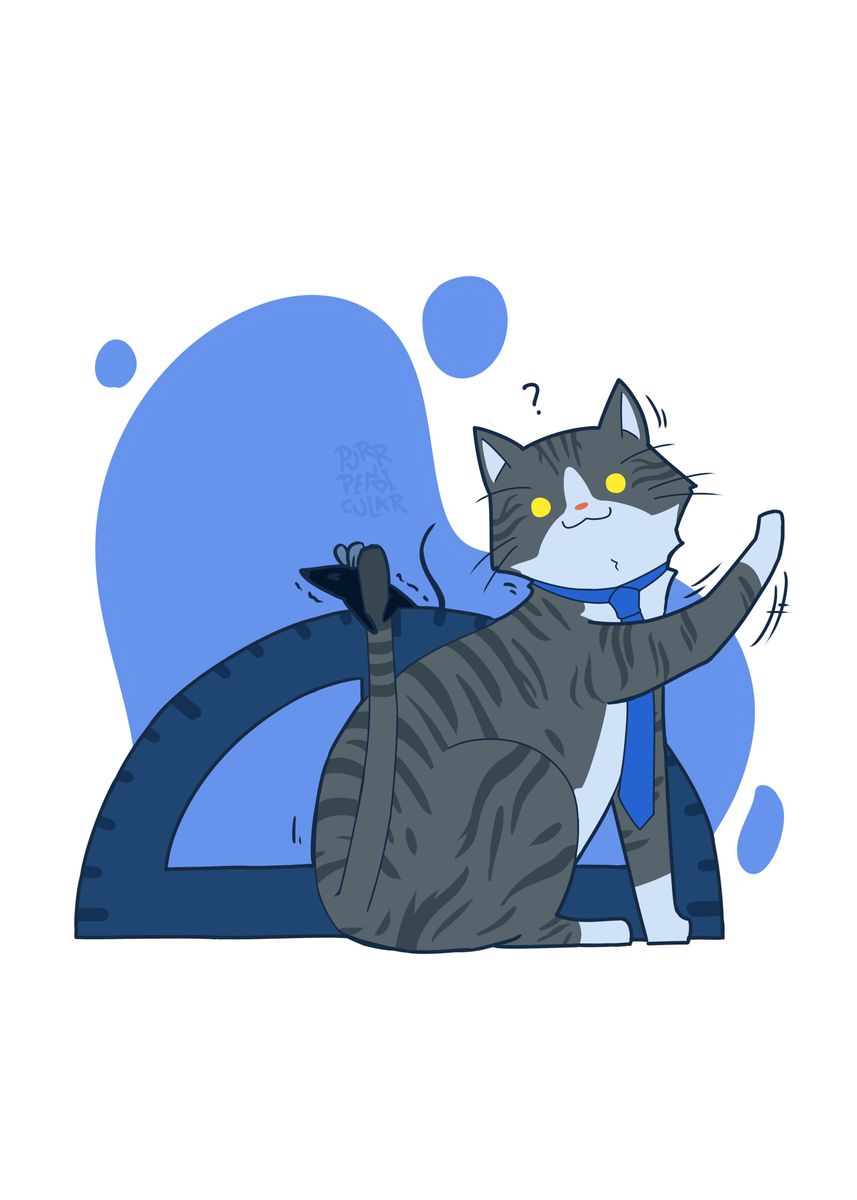 'PURRpendicular White' Poster, picture, metal print, paint by Oriza Creativa | Displate