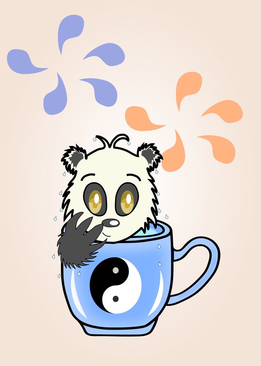 'Yin Yang Panda' Poster, picture, metal print, paint by Lizz J Allende ...
