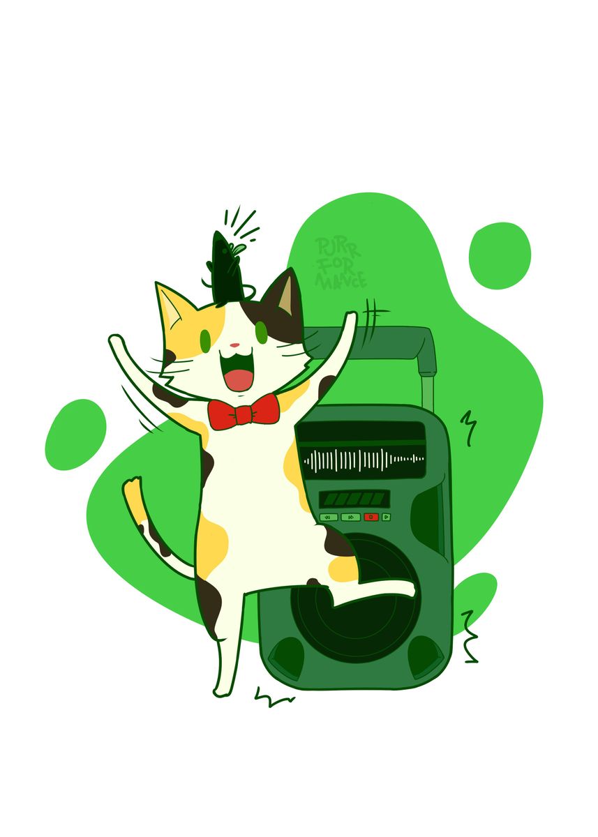 'PURRformance White' Poster, picture, metal print, paint by Oriza Creativa | Displate