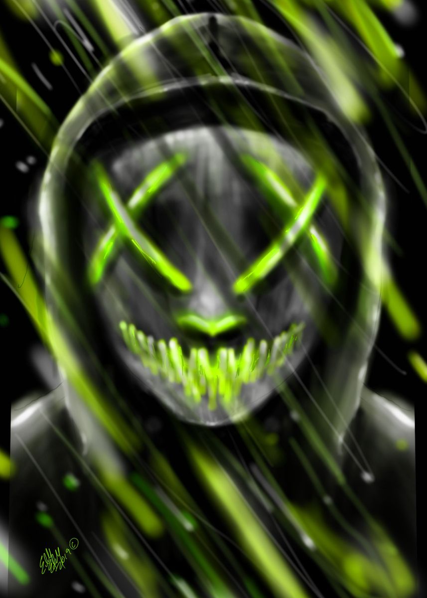 'NeonX E Drawing' Poster, picture, metal print, paint by Eddy Ojeda ...
