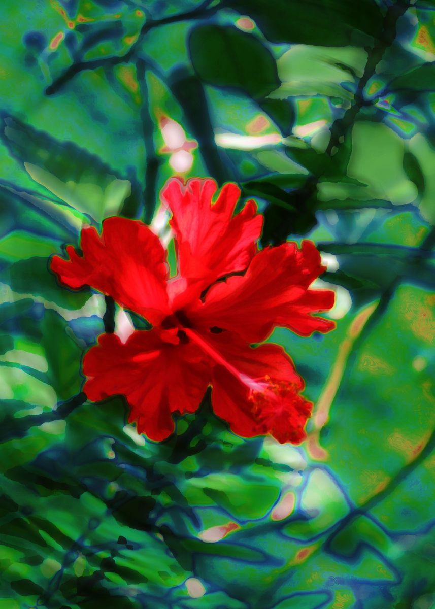 'Red flower' Poster, picture, metal print, paint by TEXTURUS | Displate
