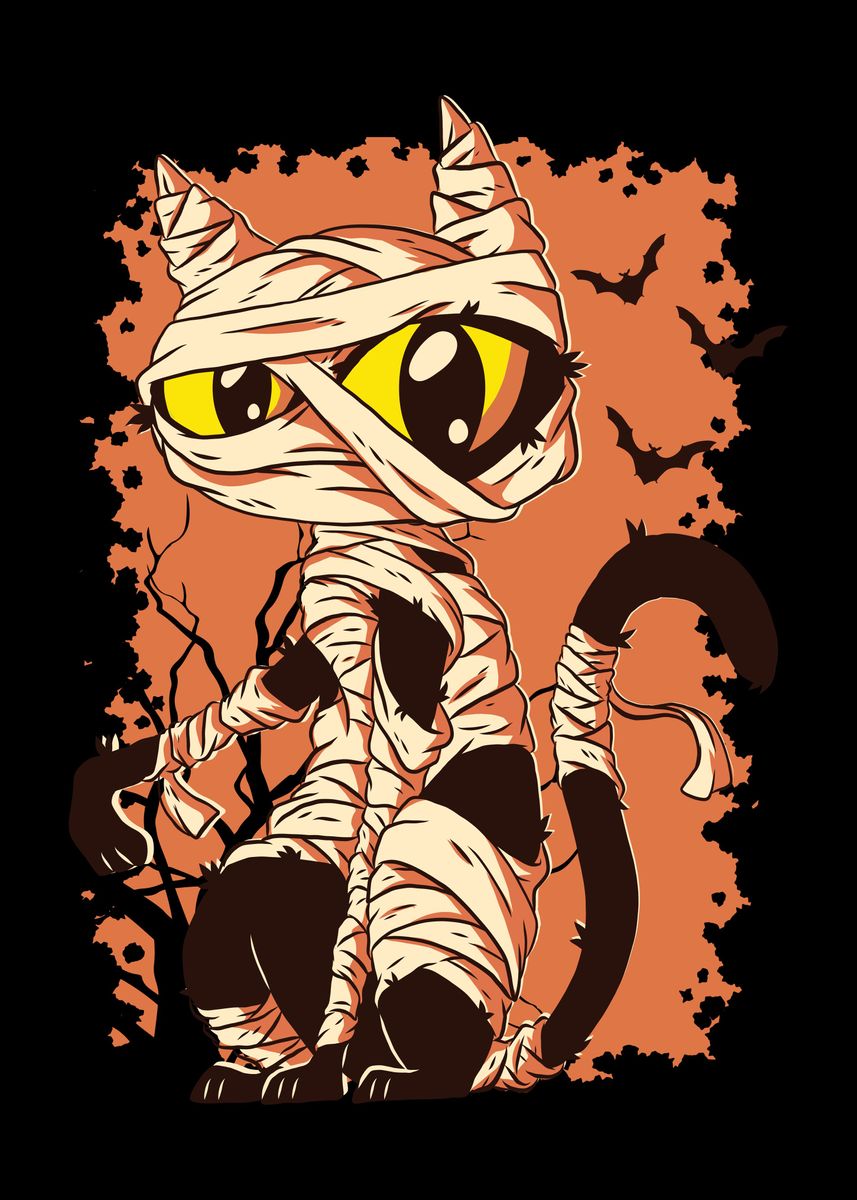 'Mummy Cat ' Poster, picture, metal print, paint by Wonderful Dream ...