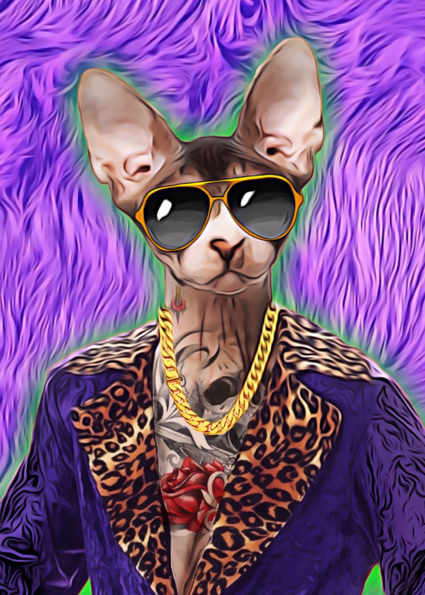 'Pimp Cat' Poster, picture, metal print, paint by Big Tex Funkadelic ...