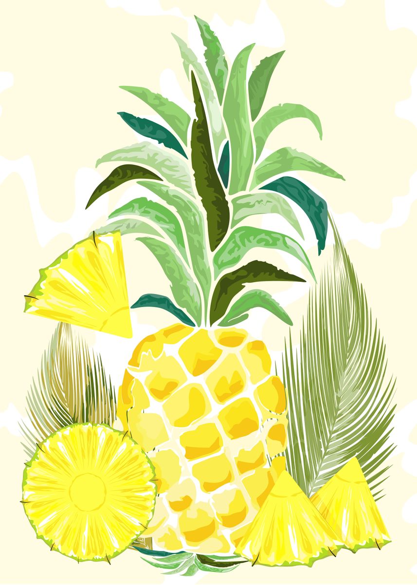 'Pineapple Watercolors' Poster, picture, metal print, paint by ...