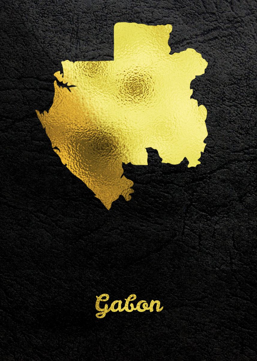 'Golden Map Gabon' Poster by Waleed Bin Khalid | Displate