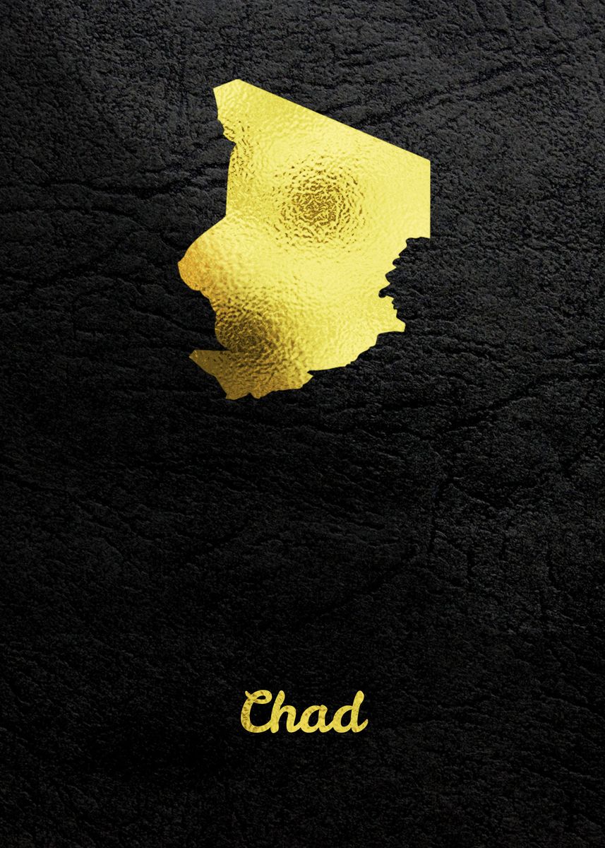 'Golden Map Art Chad' Poster, picture, metal print, paint by Waleed Bin ...