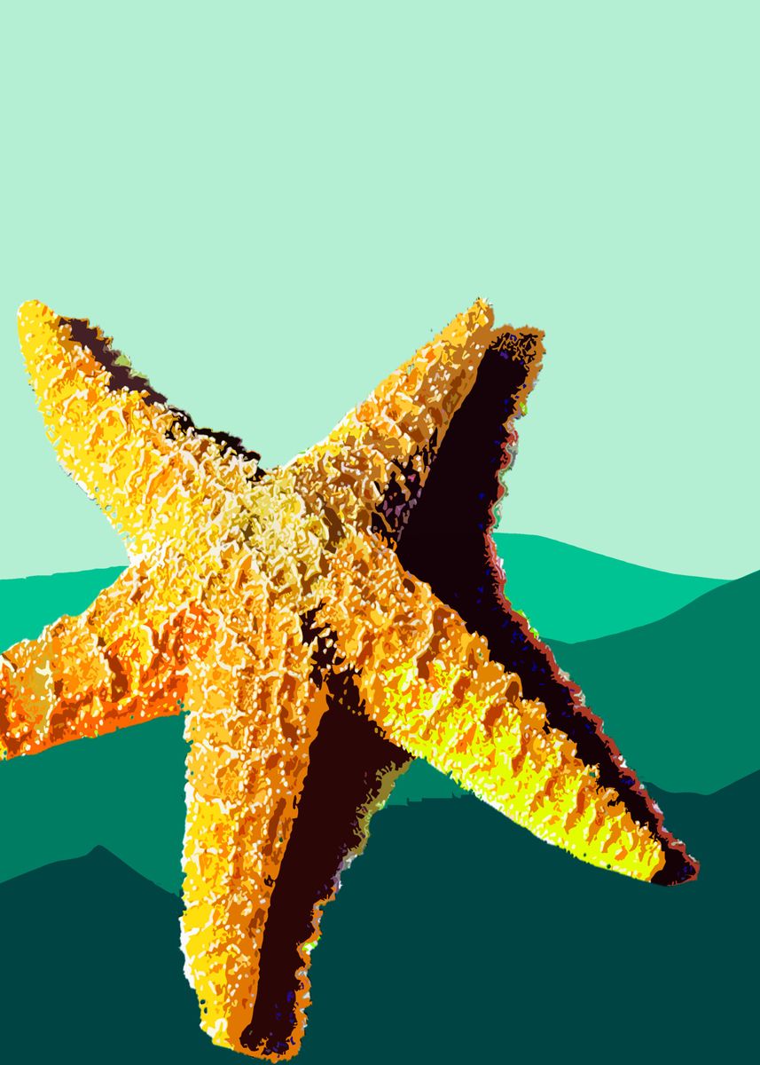 'Yellow Starfish' Poster by Taffy | Displate