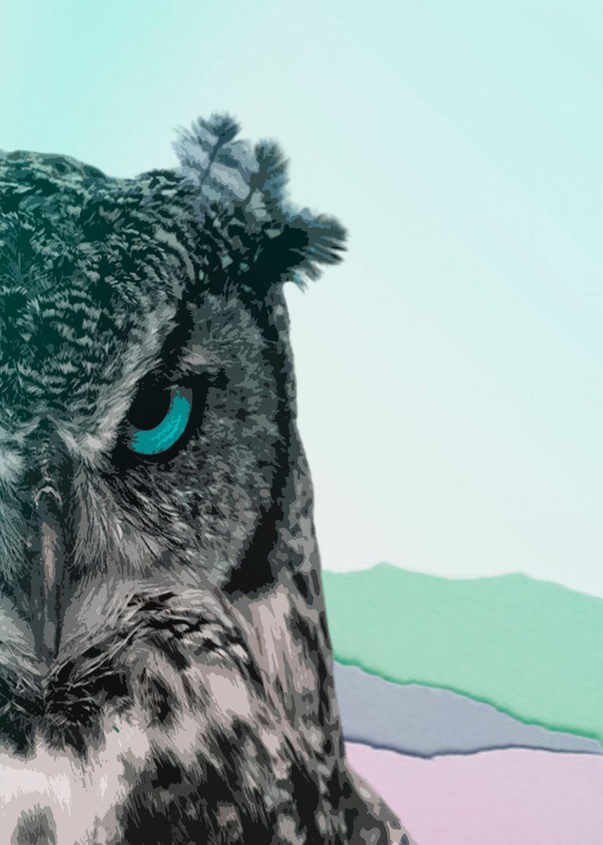 'Blue Owl' Poster, picture, metal print, paint by Taffy | Displate
