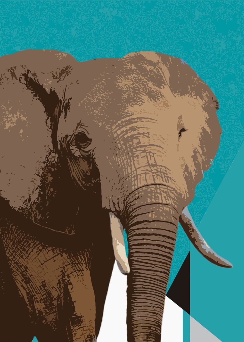 'Blue Elephant ' Poster, picture, metal print, paint by Taffy | Displate