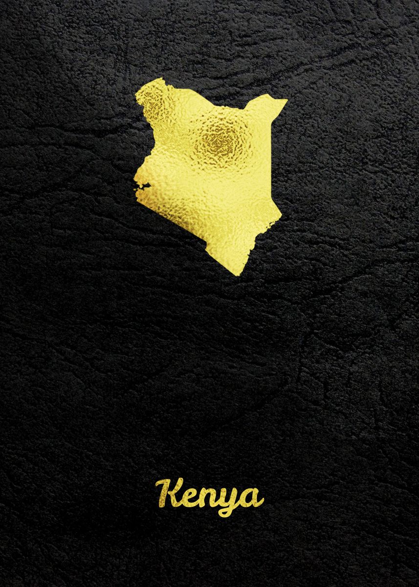 'Golden Map Kenya' Poster, picture, metal print, paint by Waleed Bin ...