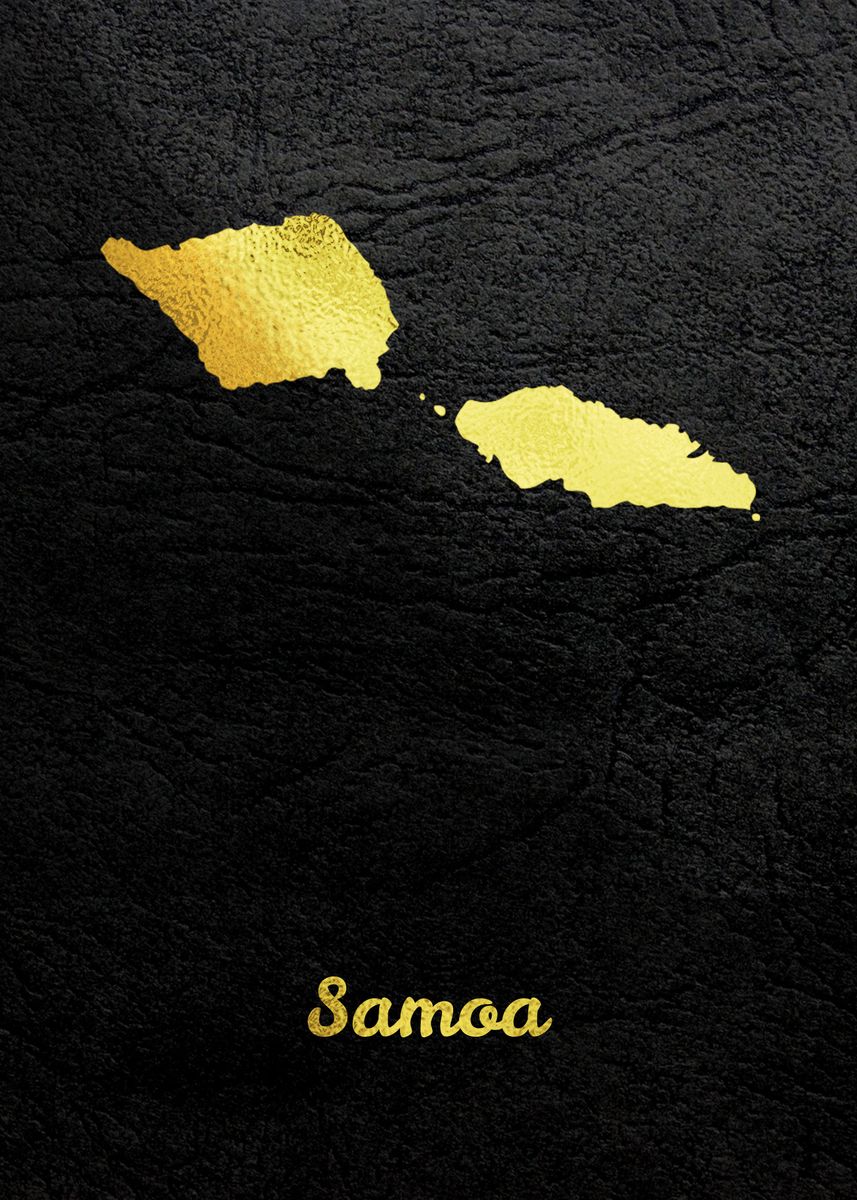 'Golden Map Samoa' Poster, picture, metal print, paint by Waleed Bin ...