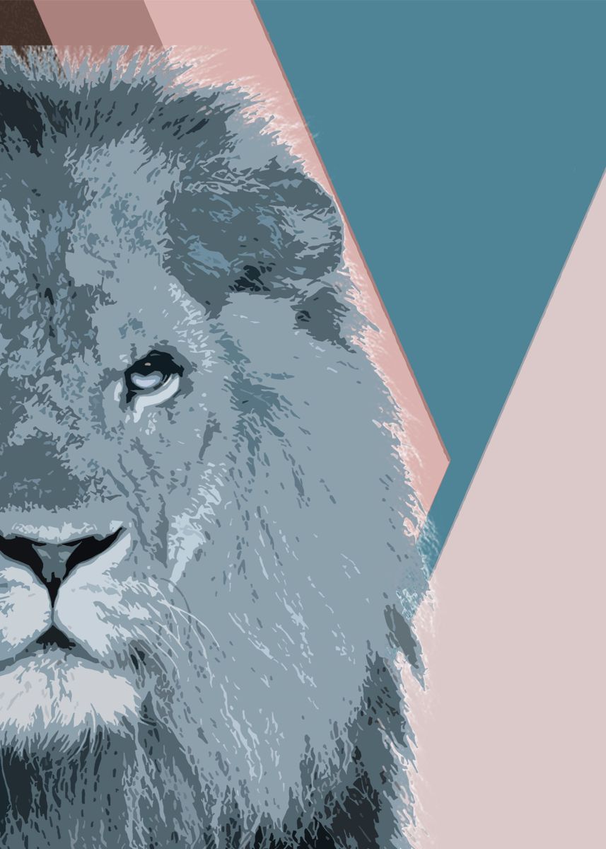 'Blue Lion' Poster, picture, metal print, paint by Taffy | Displate
