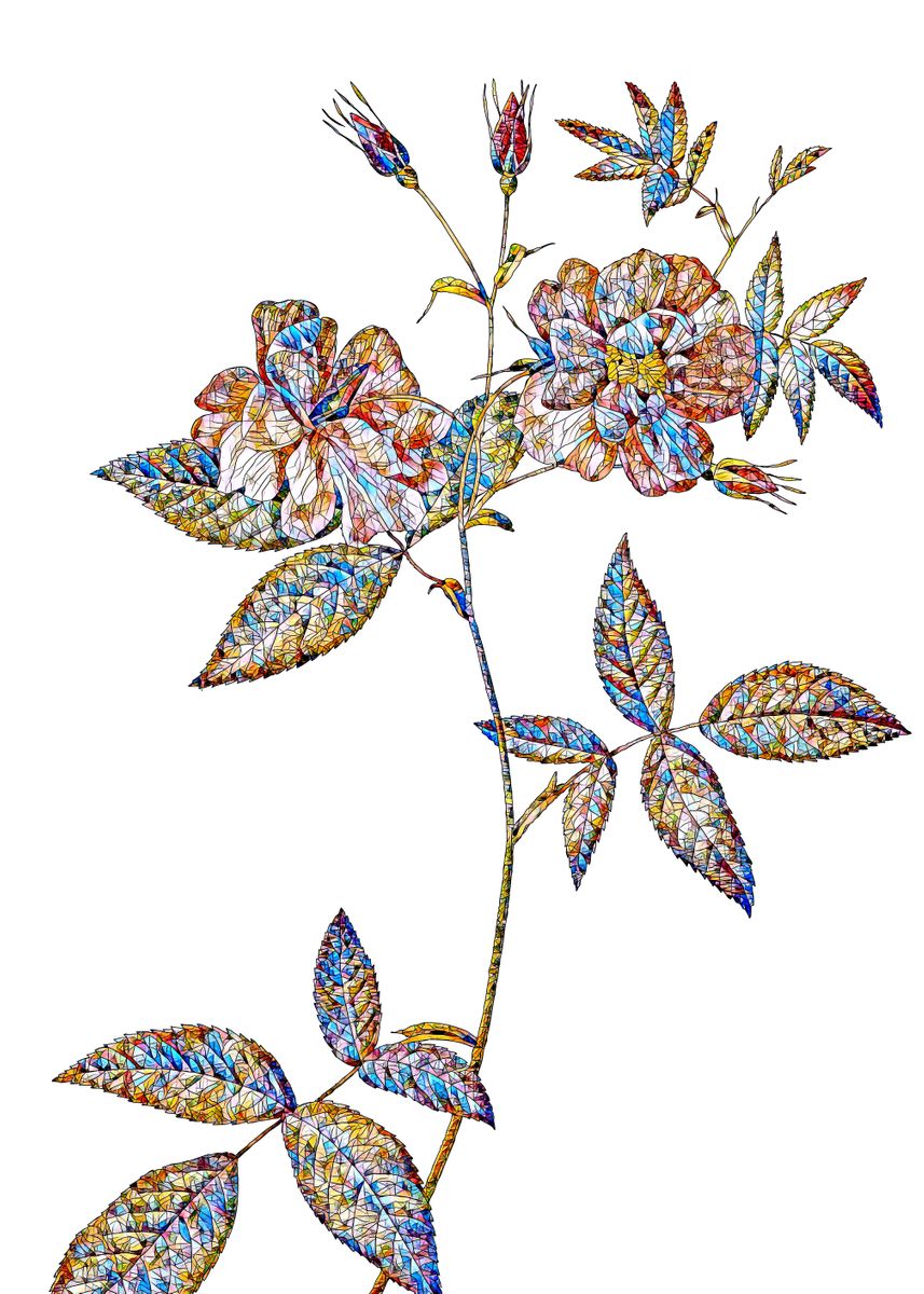 'Stained Glass Rose Flower' Poster, picture, metal print, paint by Holy ...