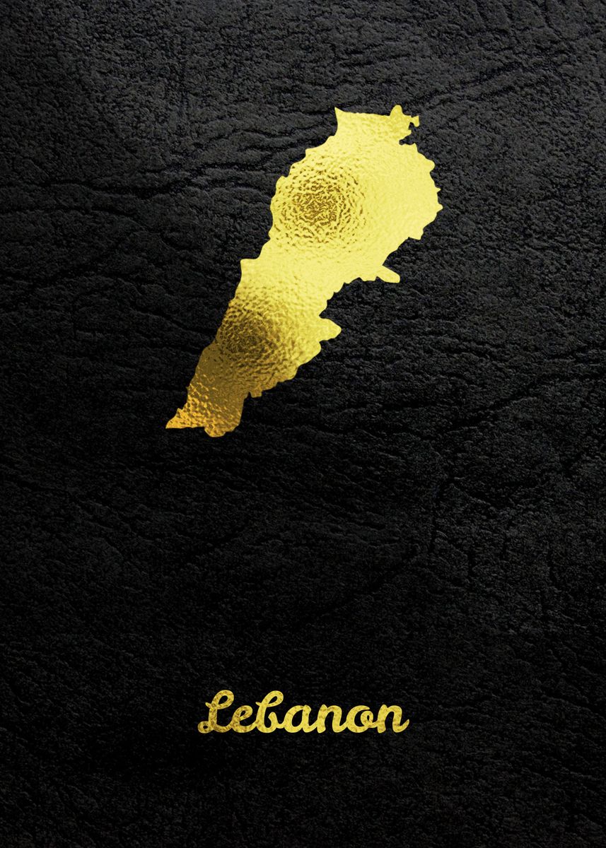 'Golden Map Lebanon' Poster, picture, metal print, paint by Waleed Bin ...